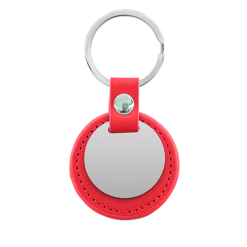 Personalised Engraved Circle Keyring with Leather