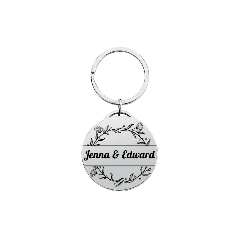 Personalised Floral Keyring with Photos and Custom Names